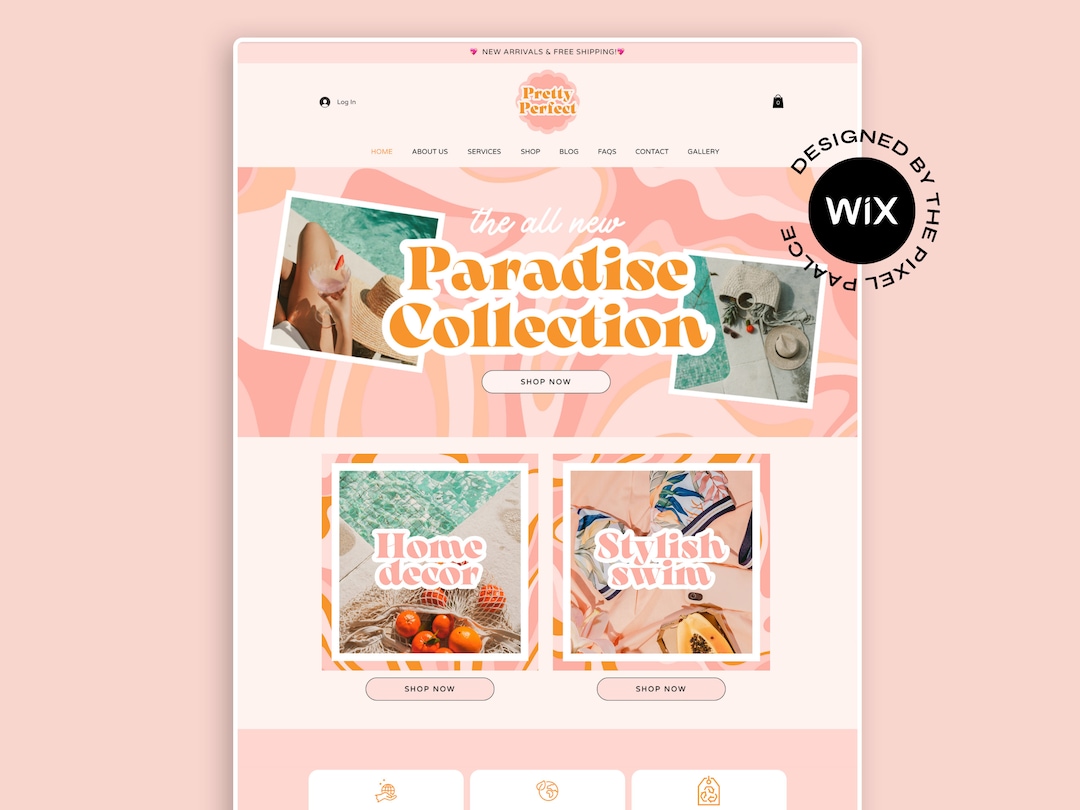 Wix Website Template Theme, Trendy, Vintage, Peach, 90s Style Theme ...
