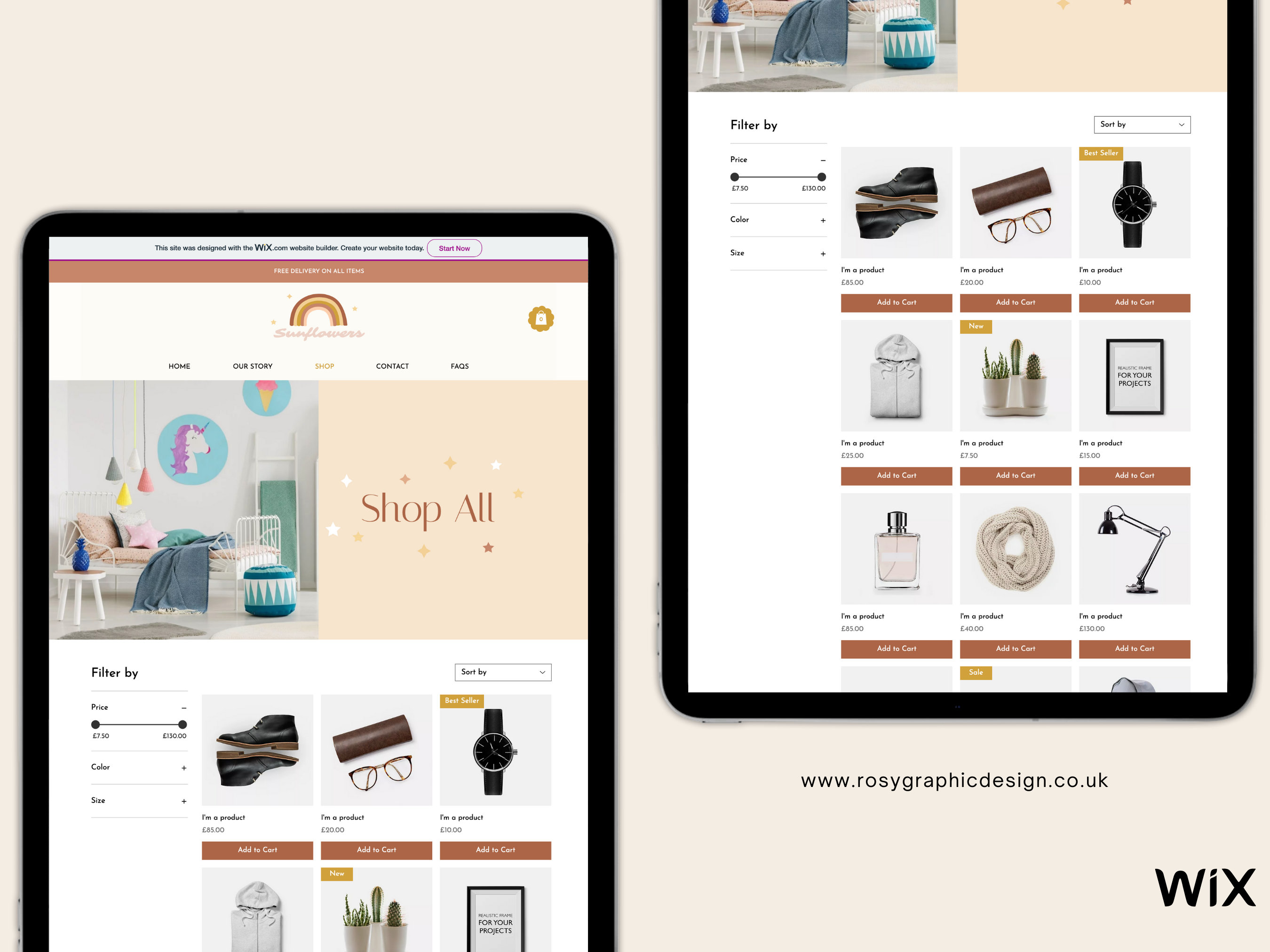 Wix Template Website, Kids Earthy Nude Shopping Website Theme, Design ...