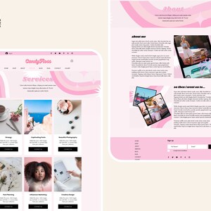 Wix Website Template Theme,pink Retro Website Design Including Logo ...