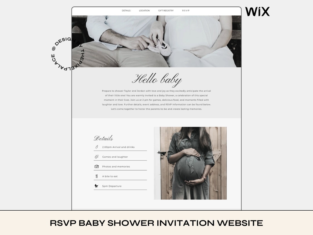 Neutral Baby Shower Website Invitation: Wix RSVP Template - Etsy