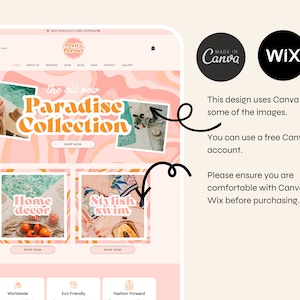 Wix Website Template Theme, Trendy, Vintage, Peach, 90s Style Theme ...