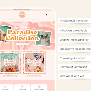 Wix Website Template Theme, Trendy, Vintage, Peach, 90s Style Theme ...