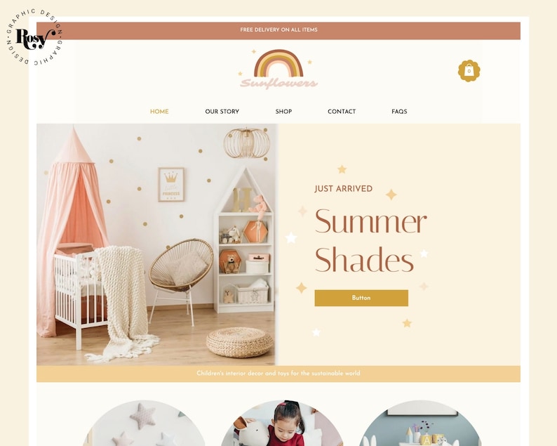 Wix Template Website Kids Earthy Nude Shopping Website Theme - Etsy UK