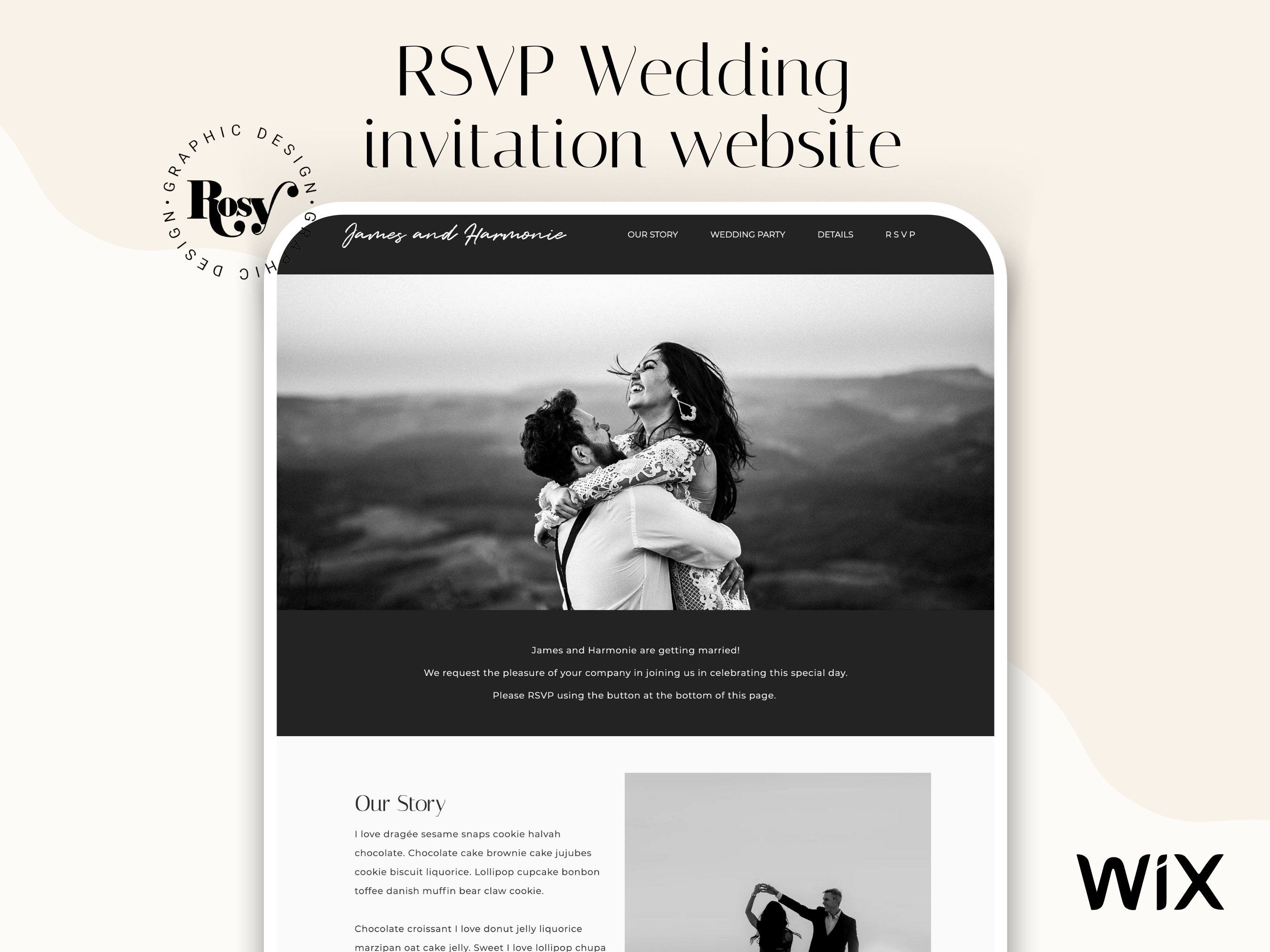 Stationery Wix RSVP Wedding Template Simplistic Paperless Wedding ...