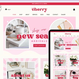 Wix Website Template Themepink Red Retro Website Design - Etsy