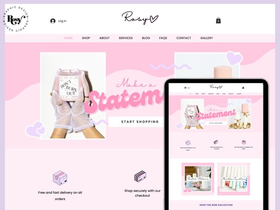 Wix Website Template Themepink Retro Website Design Including - Etsy