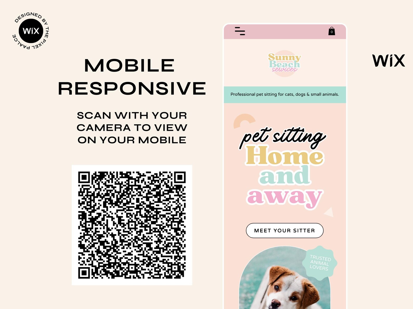 Pet Sitting Wix Website Template: Peach, Yellow, Pink, Blue (canva ...
