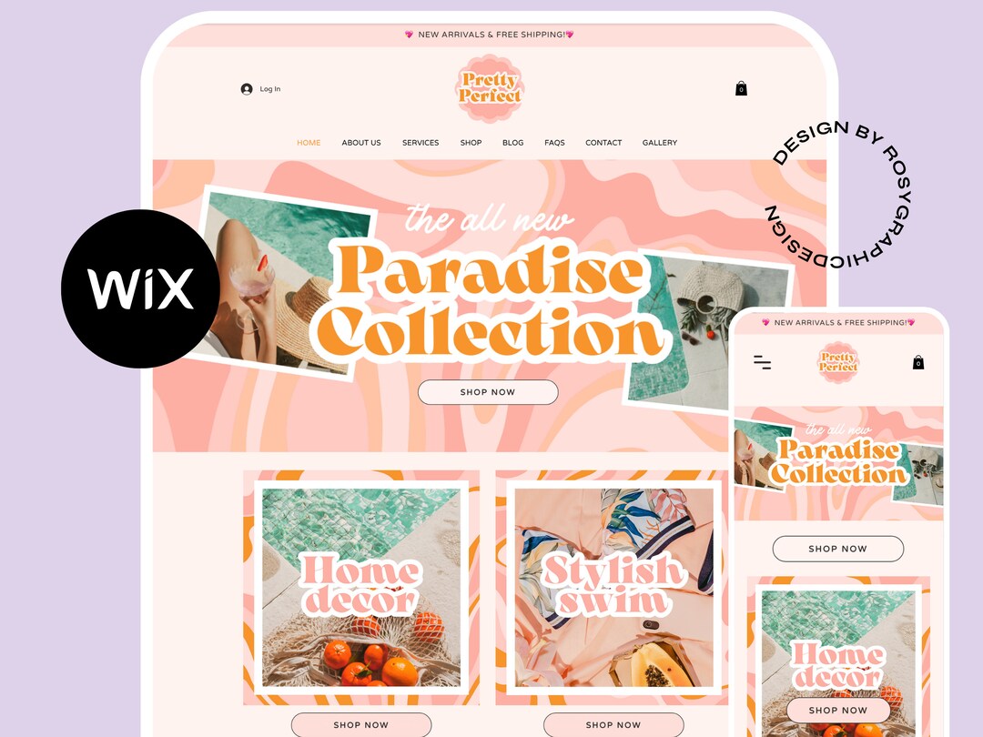 Wix Website Template Theme, Trendy, Vintage, Peach, 90s Style Theme ...