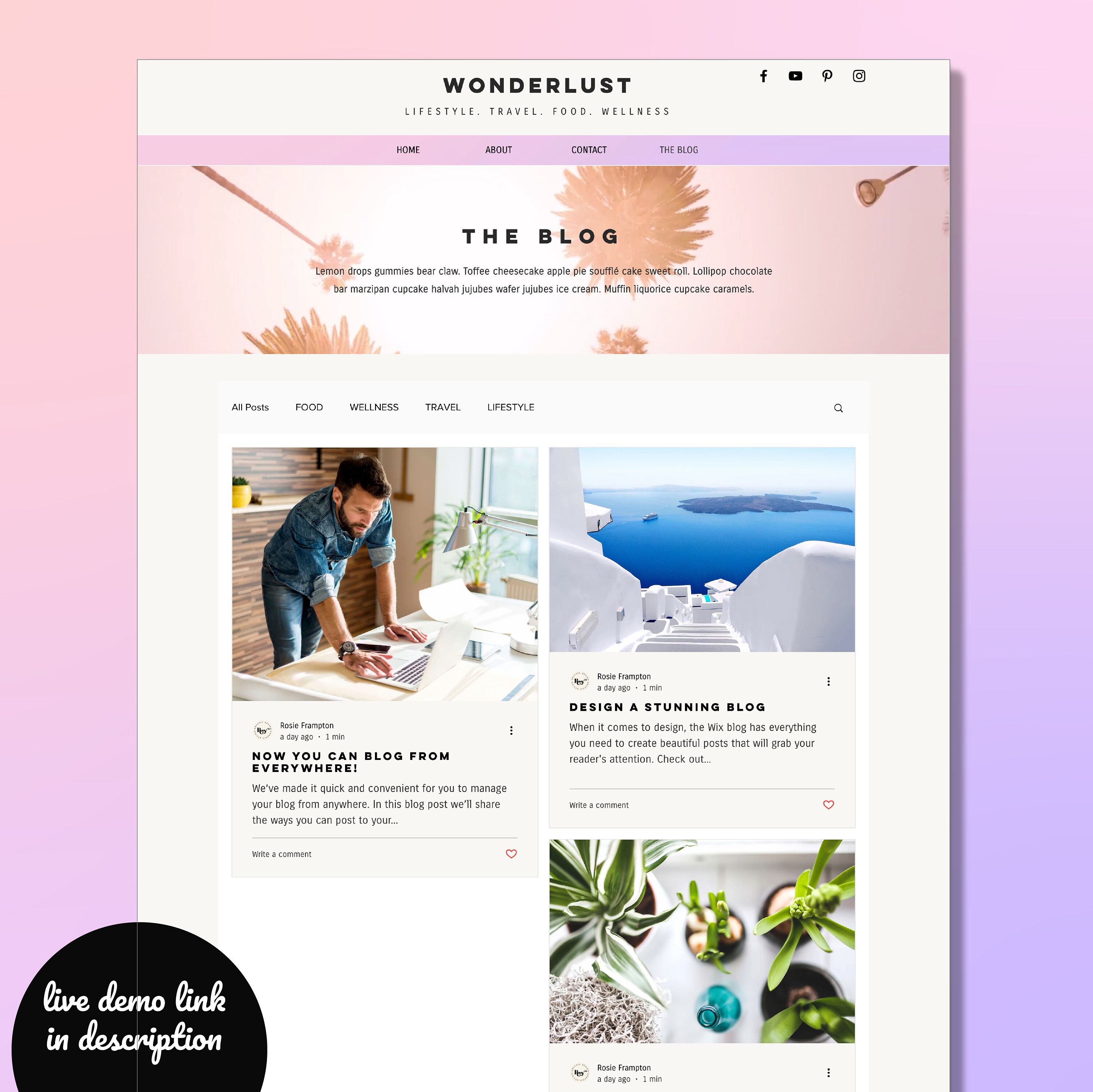 Wix Website Template Blog Theme Design Blogger Profile - Etsy Canada