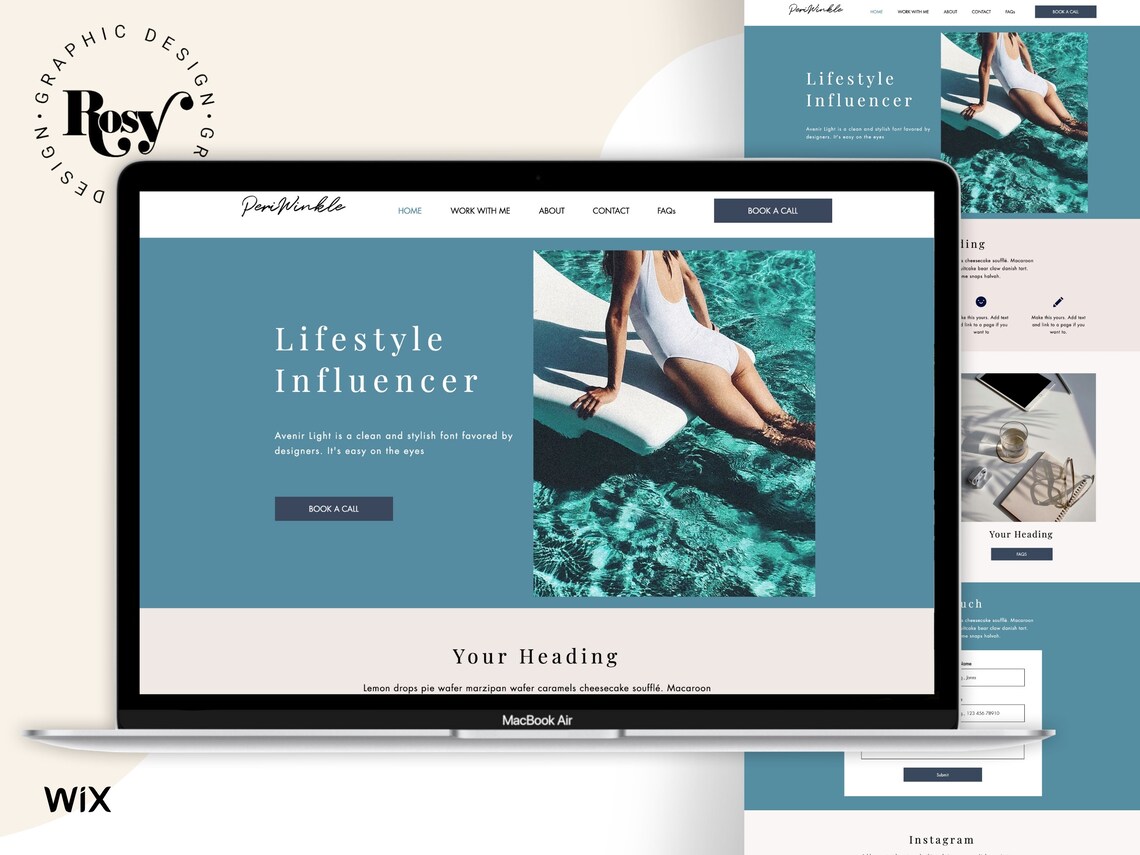 Wix Website Theme Services Business Website Design Blue | Etsy