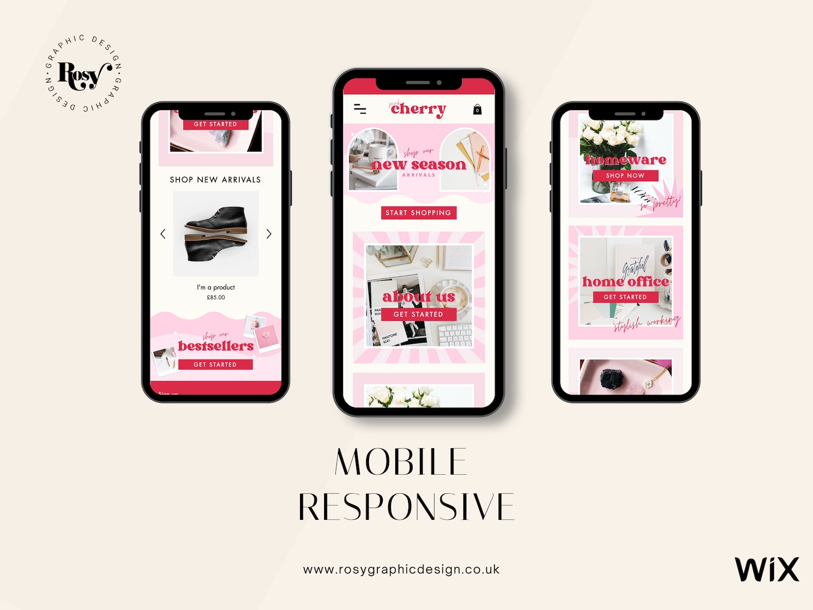 Wix Website Template Themepink Red Retro Website Design - Etsy