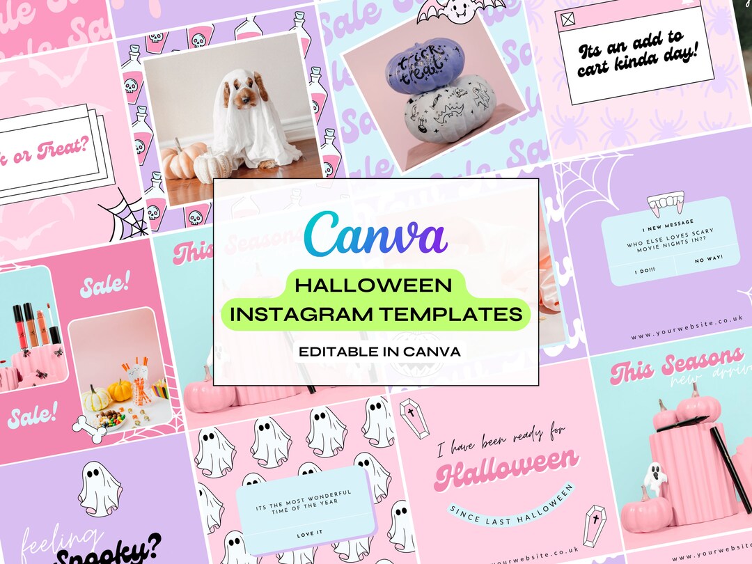 Halloween Instagram Templates, Pink Instagram Posts, Spooky Y2K Fun ...