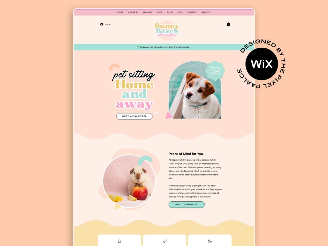 Pet Sitting Wix Website Template: Peach, Yellow, Pink, Blue (canva ...