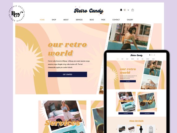 Wix Website Template With Canva Graphics Vintage Retro - Etsy