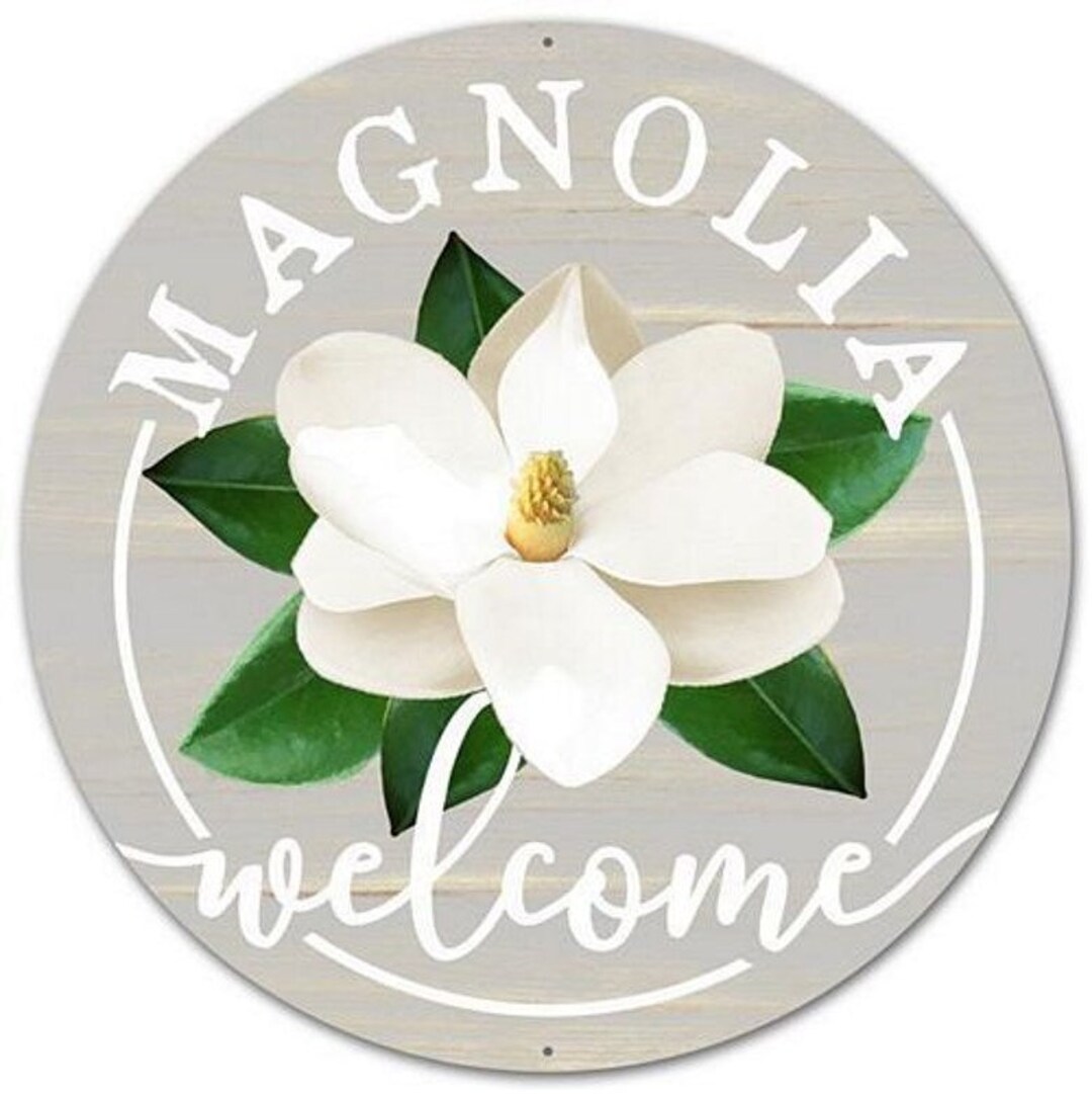 Magnolia Welcome Sign Metal 12 Round. Wreath Enhancement, Supply, Decor ...