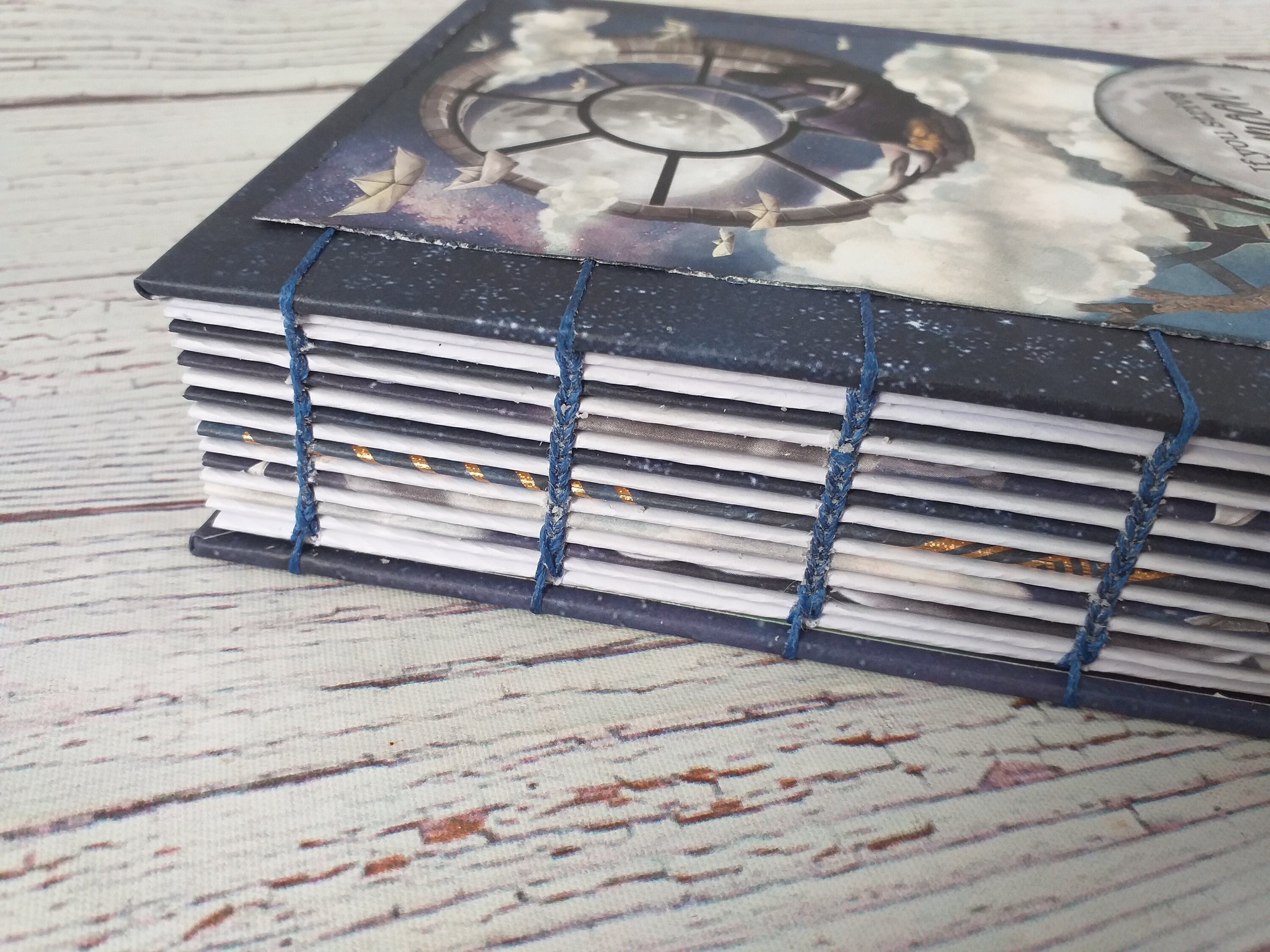 Moon journal handmade journal stitched journal personal | Etsy