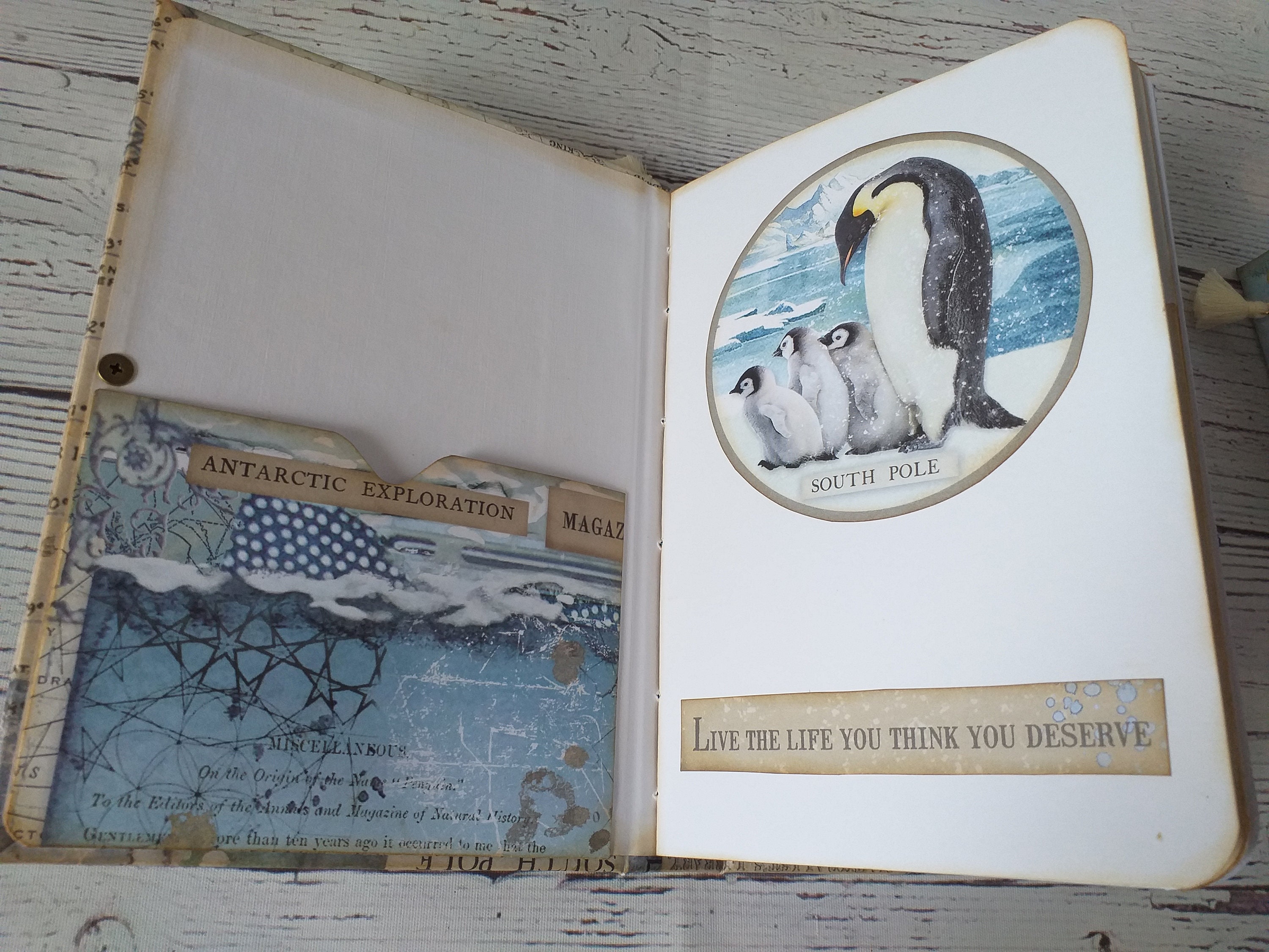 Penguins journal handmade journal personal journal sewn | Etsy