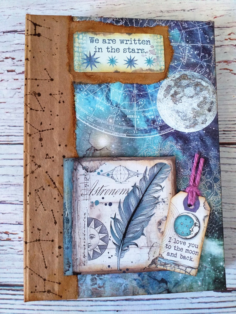Celestial Journal Handmade Journal 6x4 Moon Journal Galaxy - Etsy