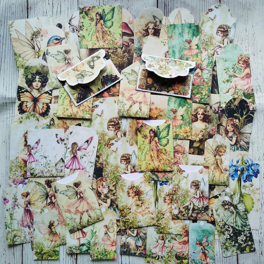 Vintage Fairy Ephemera Pack, 54 Pcs, Junk Journal Ephemera ...