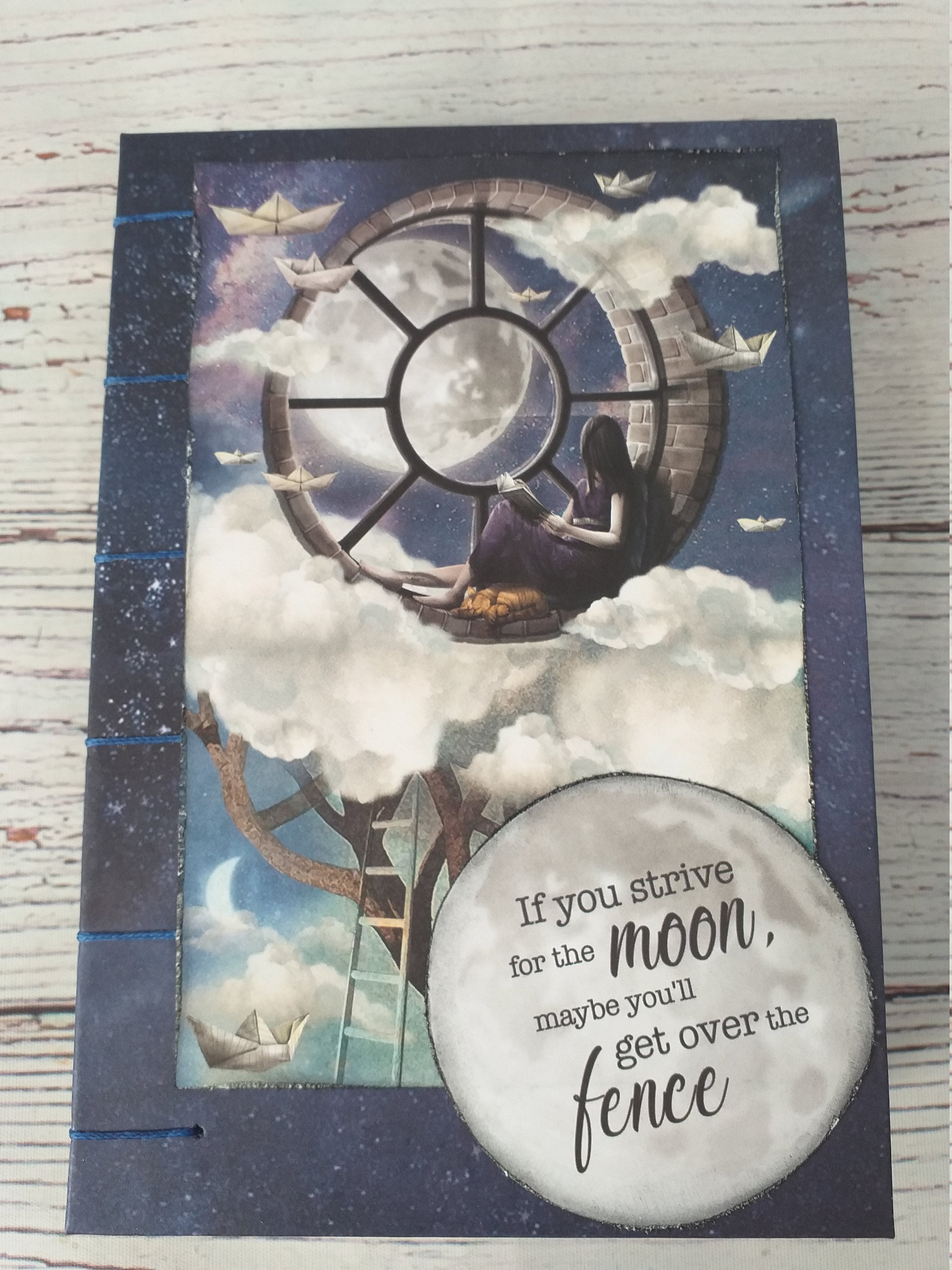 Moon journal handmade journal stitched journal personal | Etsy