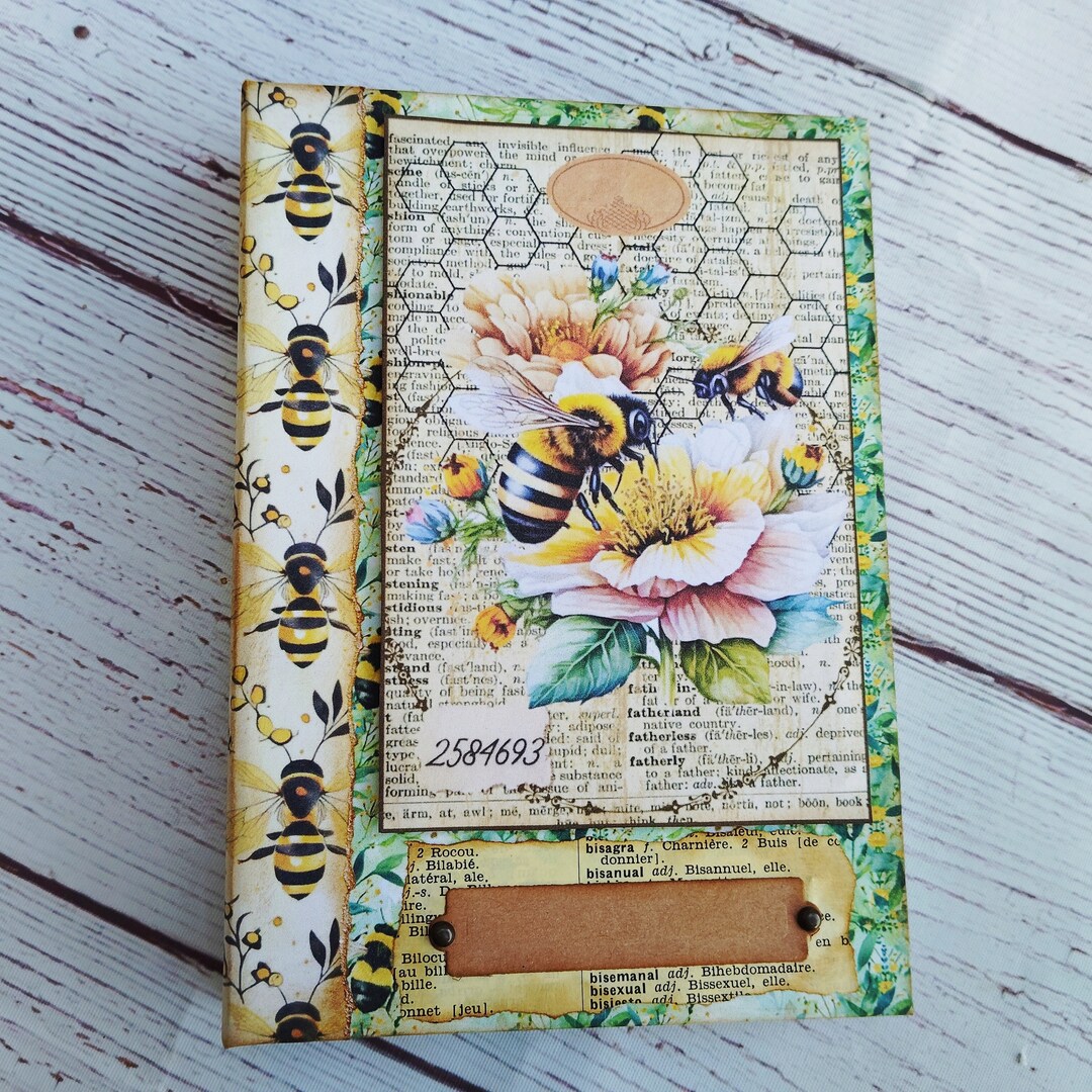 Bee Vintage Handmade Journal, Personal Size Blank Journal, Beekeepers ...