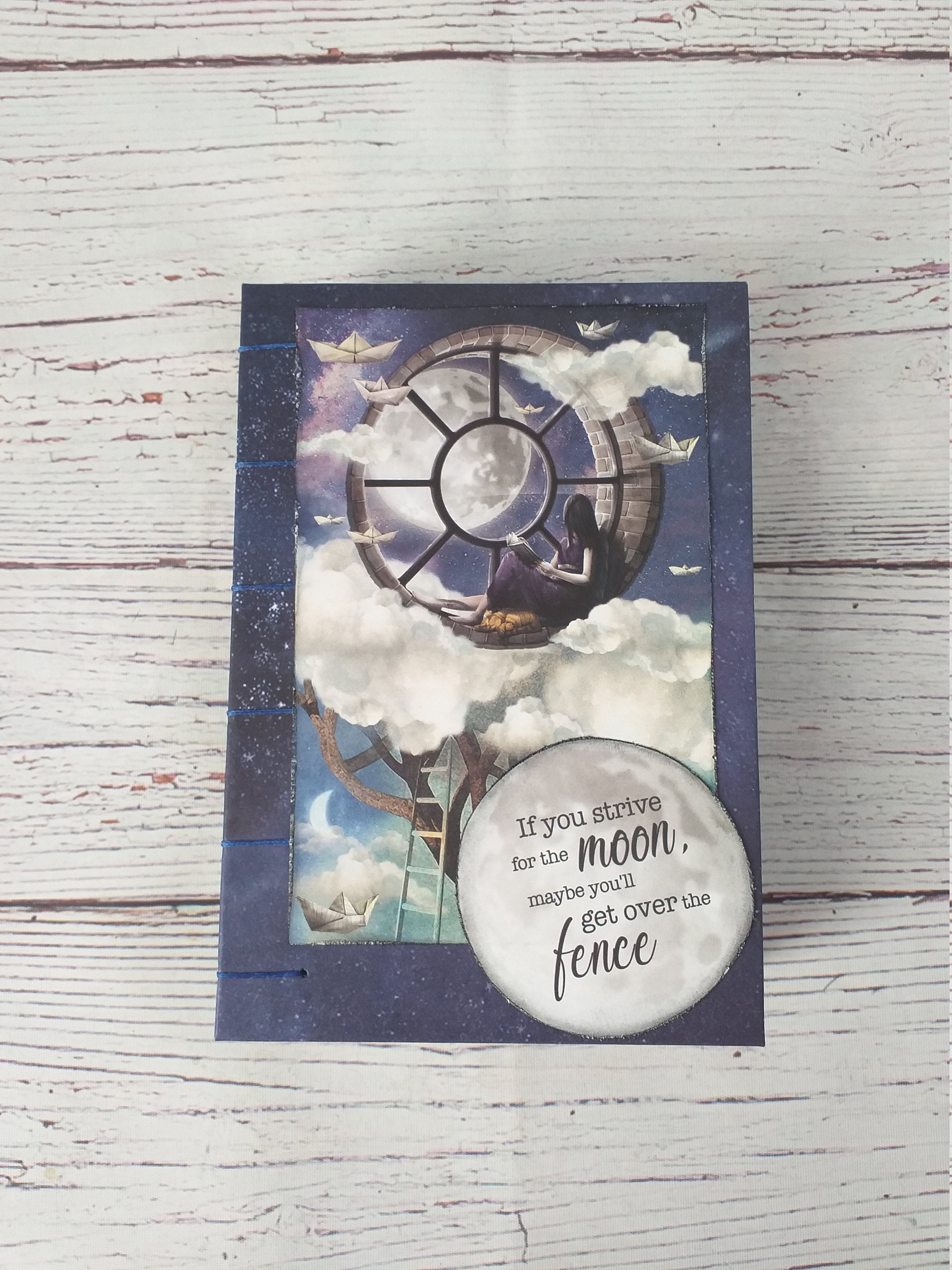 Moon journal handmade journal stitched journal personal | Etsy