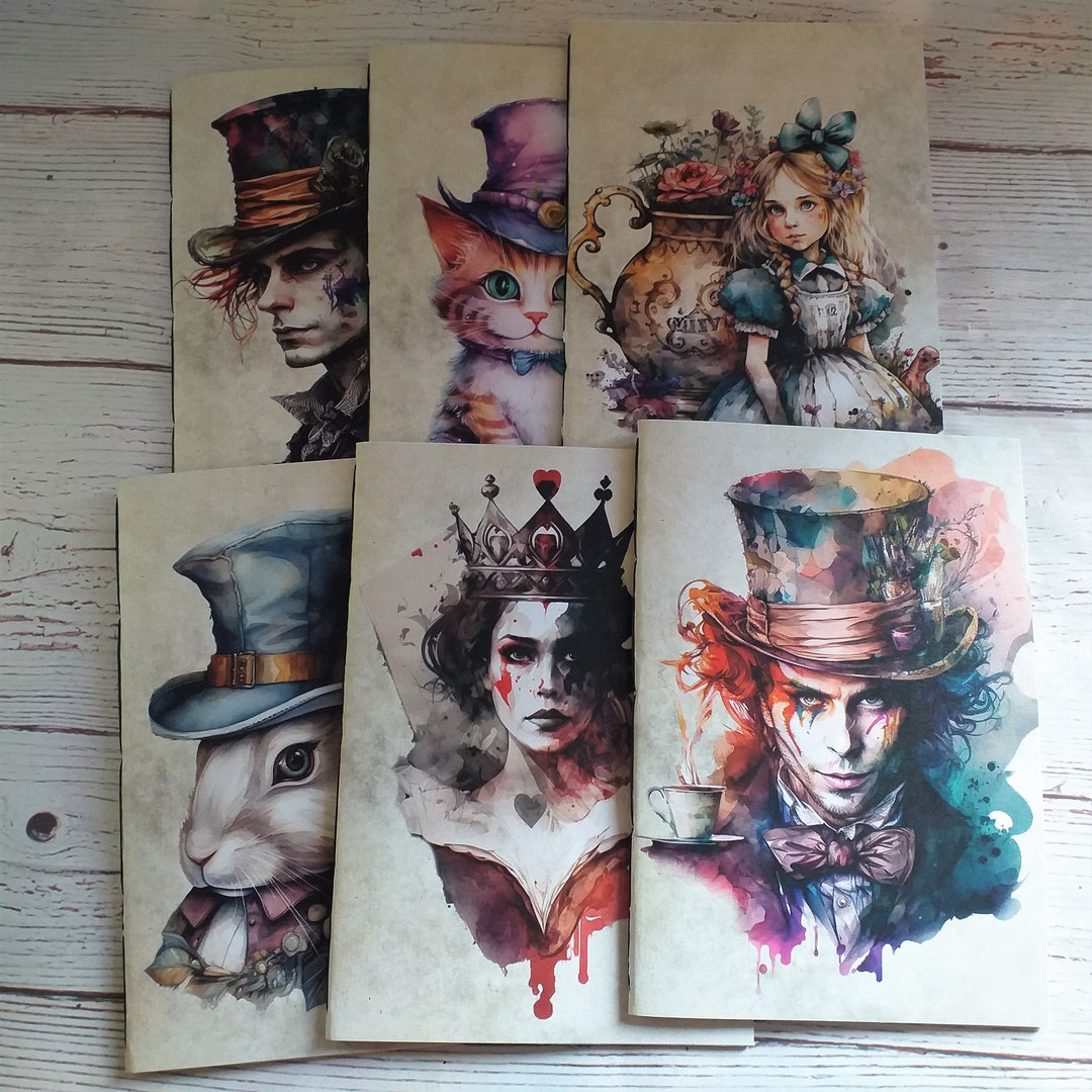 Alice in Wonderland Notebooks of Sugar Cane Paper, Handmade Notebooks ...