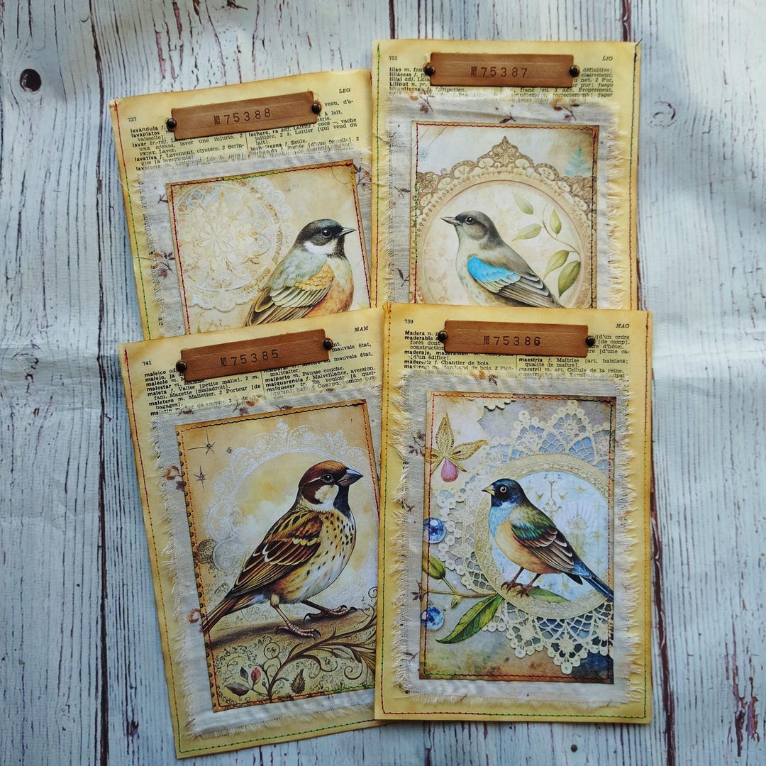 Vintage Birds Book Paper Pockets, Junk Journal Goodies, Junk Journal ...