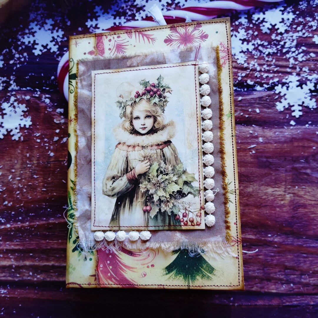 Vintage Christmas Junk Journal Handmade, Vintage Christmas Journal ...