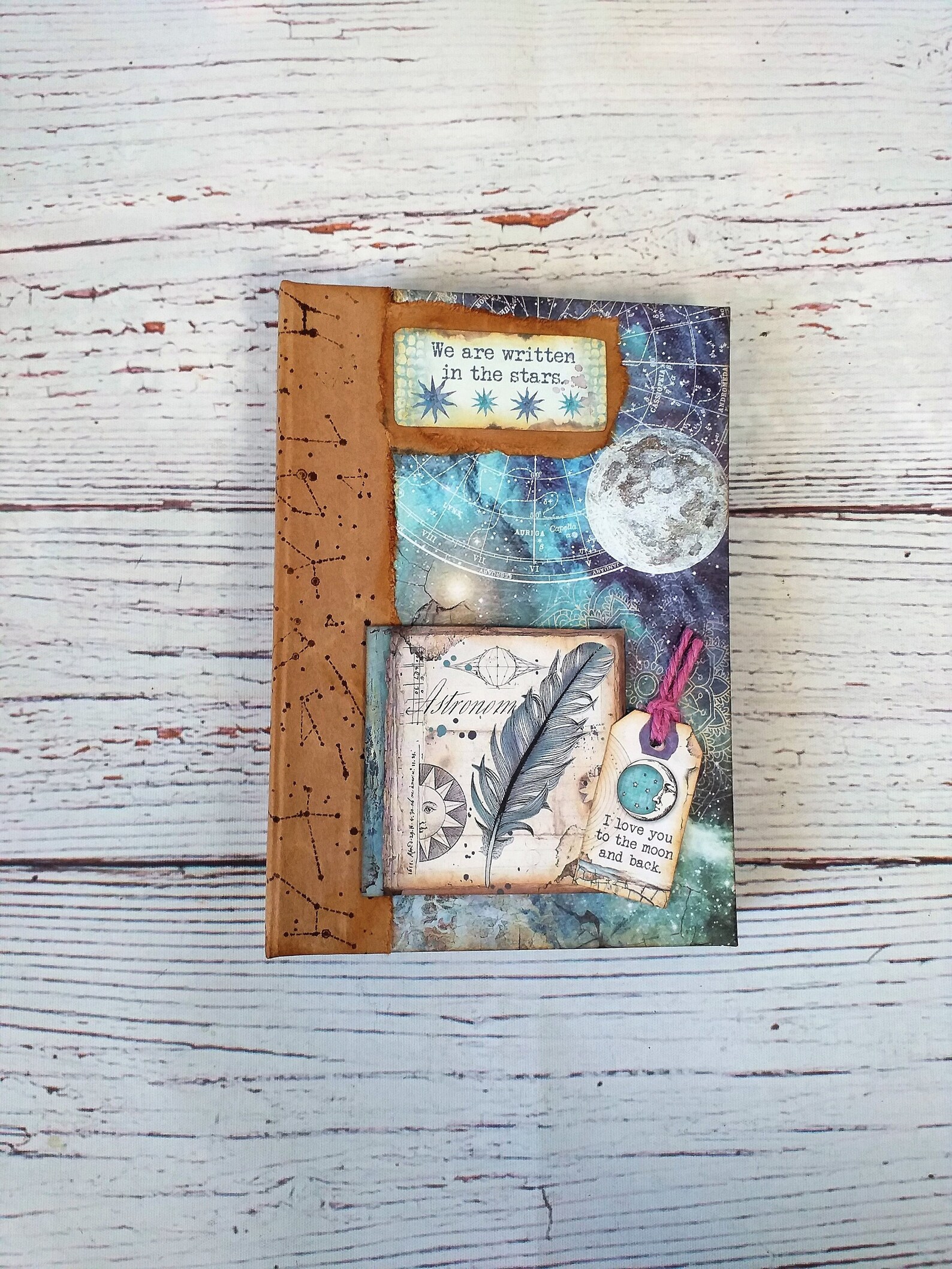 Celestial Journal Handmade Journal 6x4 Moon Journal Galaxy - Etsy