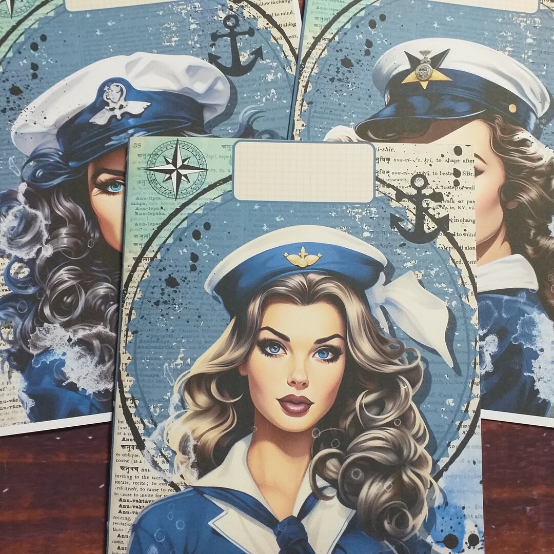 Log Book 5 Columns Navy Girls, Handmade Multipurpose Log Book, Handmade ...