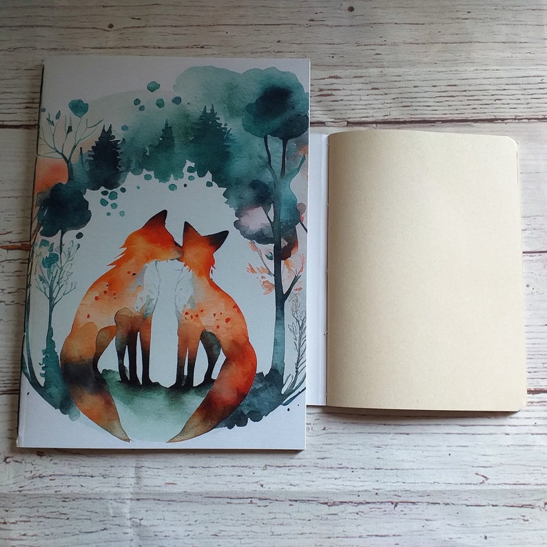 Fox Couple Notebooks of Sugar Cane Paper, Handmade Notebooks and ...