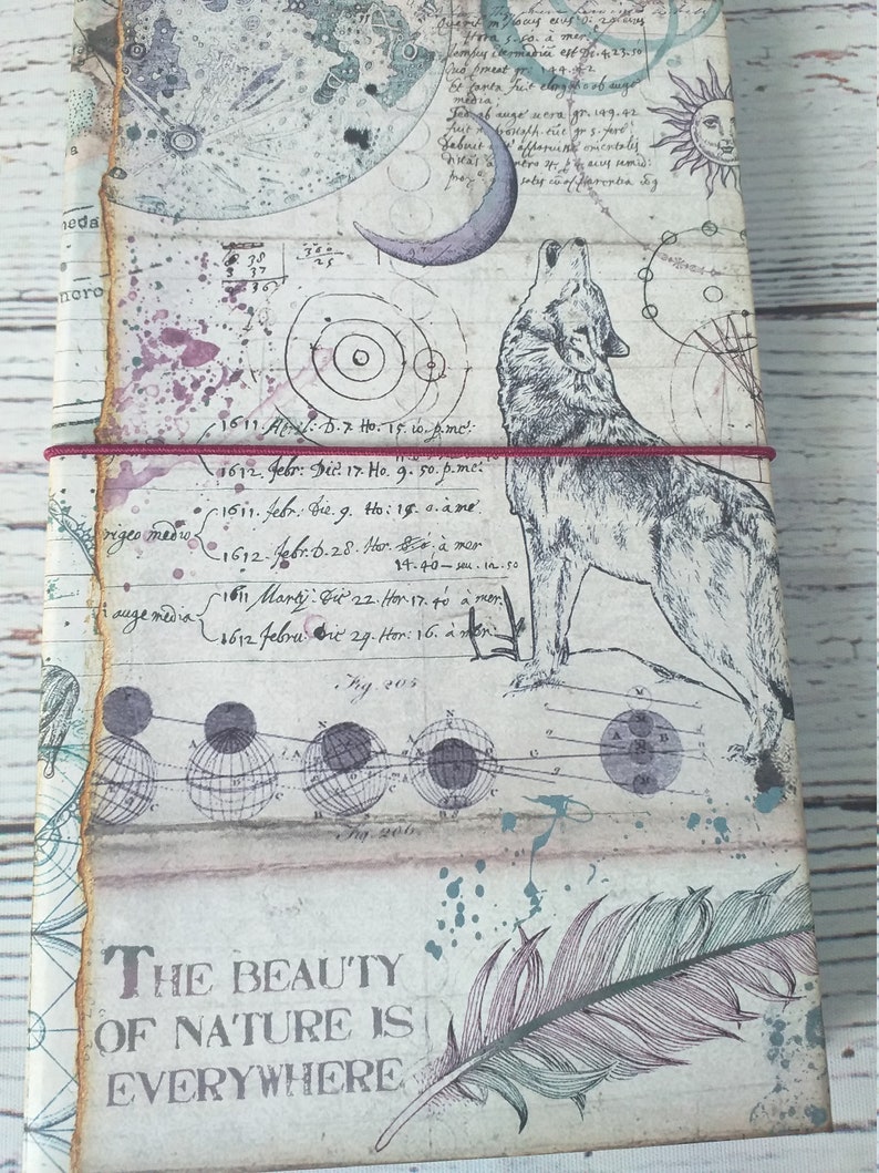 Wolf Travelers Notebook, Refillable Journal, Handmade Journal, Wolf ...