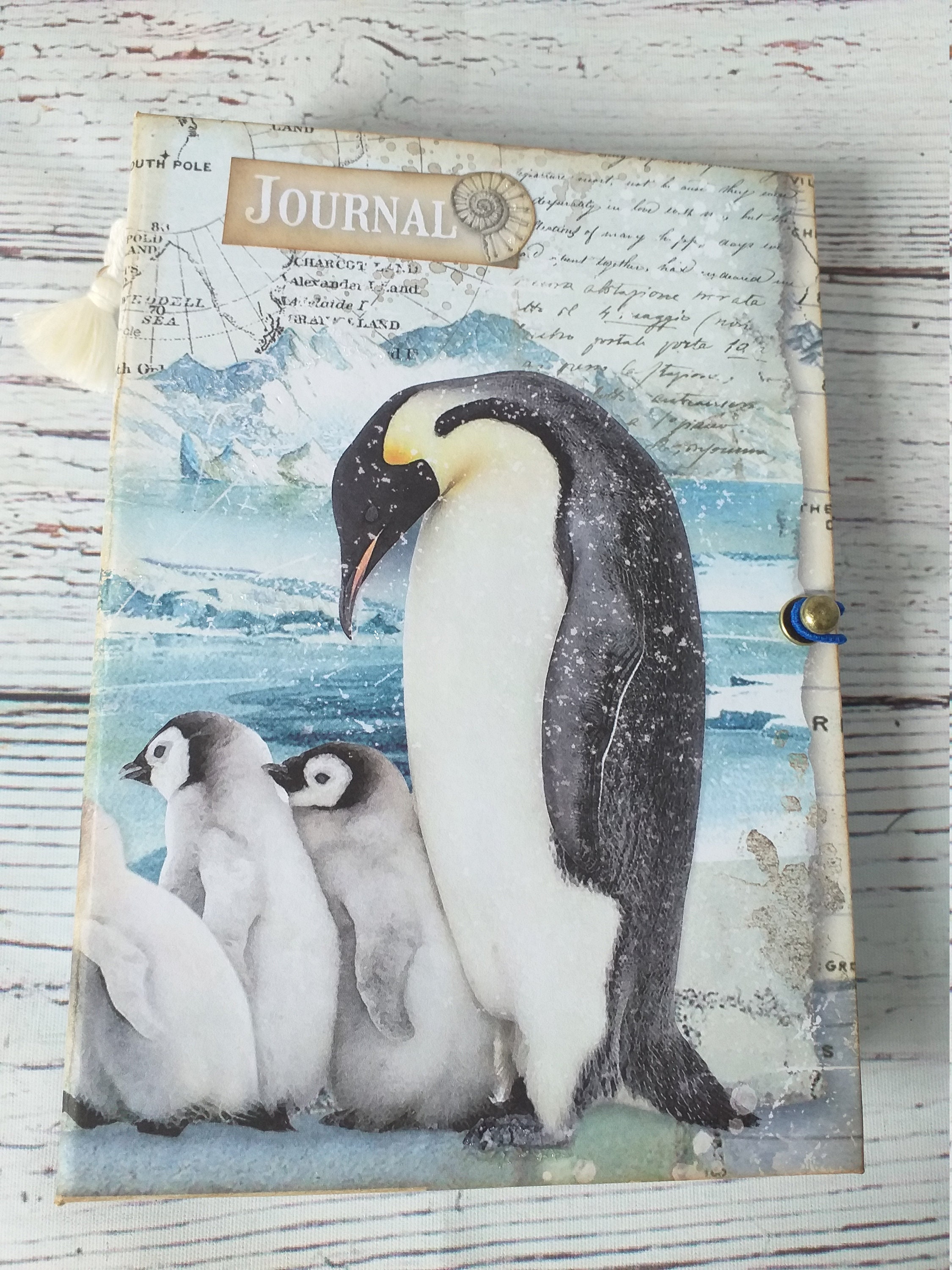Penguins journal handmade journal personal journal sewn | Etsy