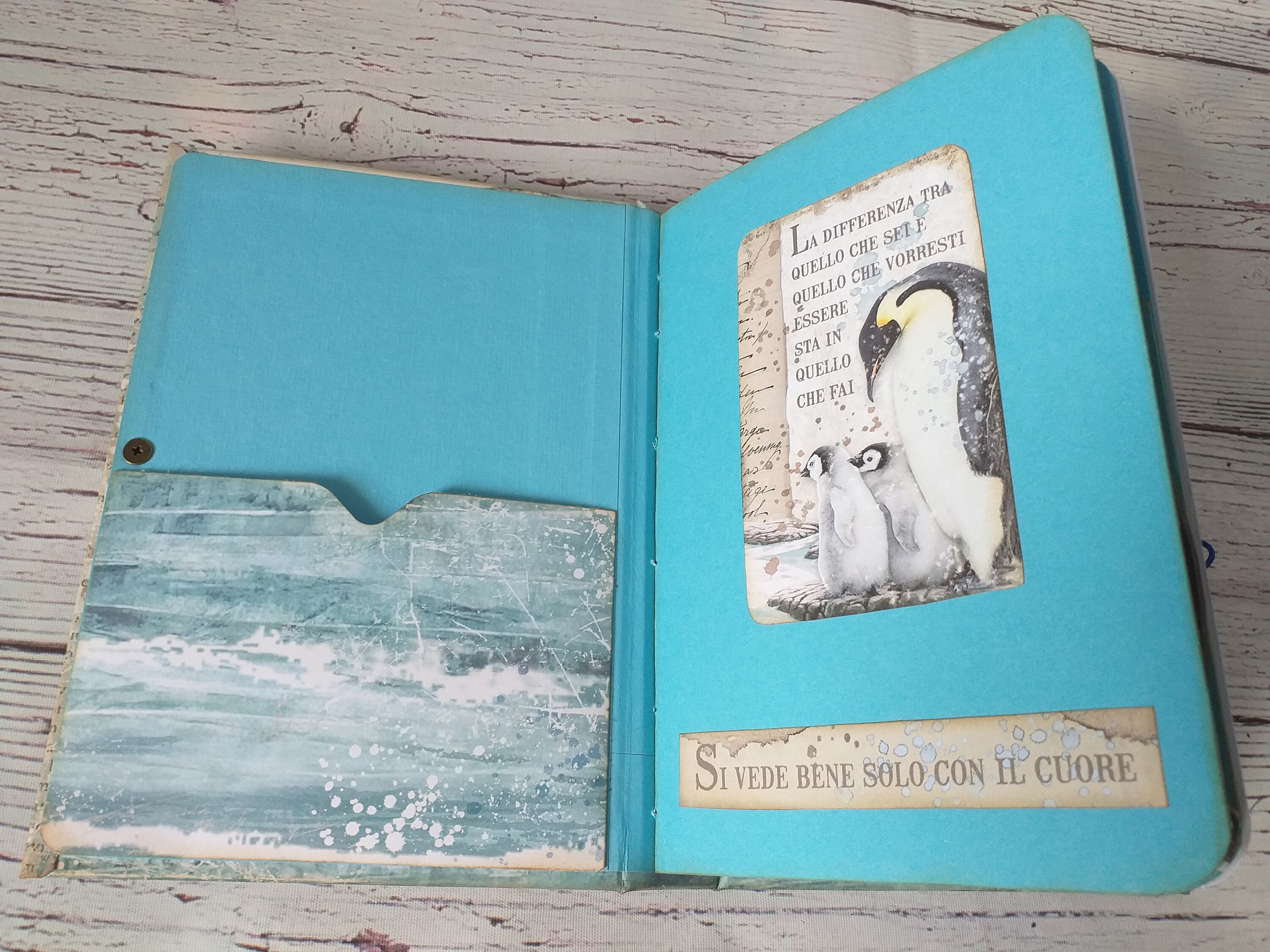 Penguins journal handmade journal personal journal sewn | Etsy