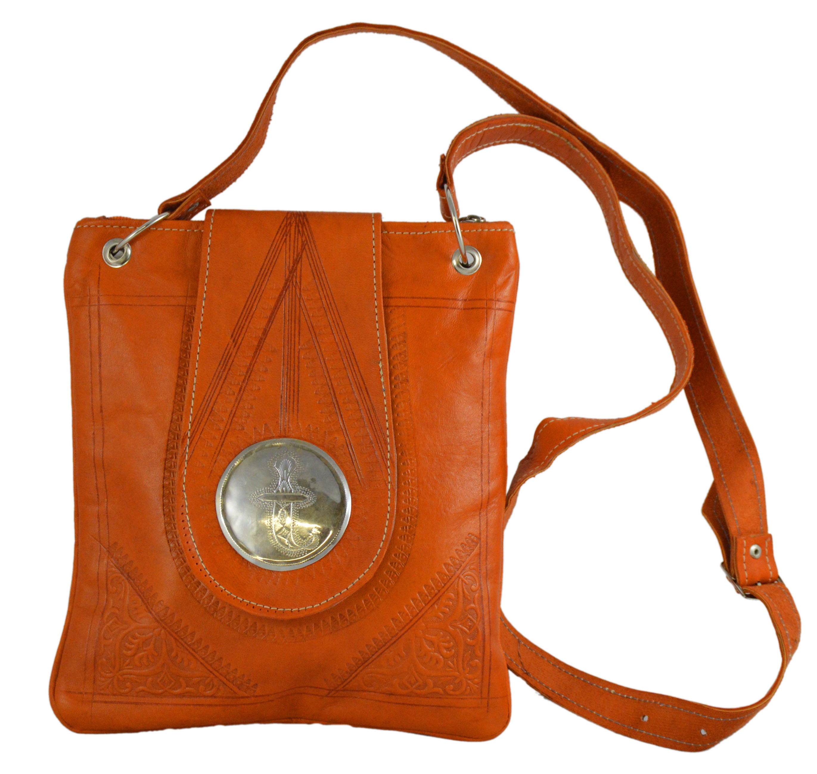 Moroccan Bags and Purses Hand Made Leather Shoulder Bag Orange - Etsy ...
