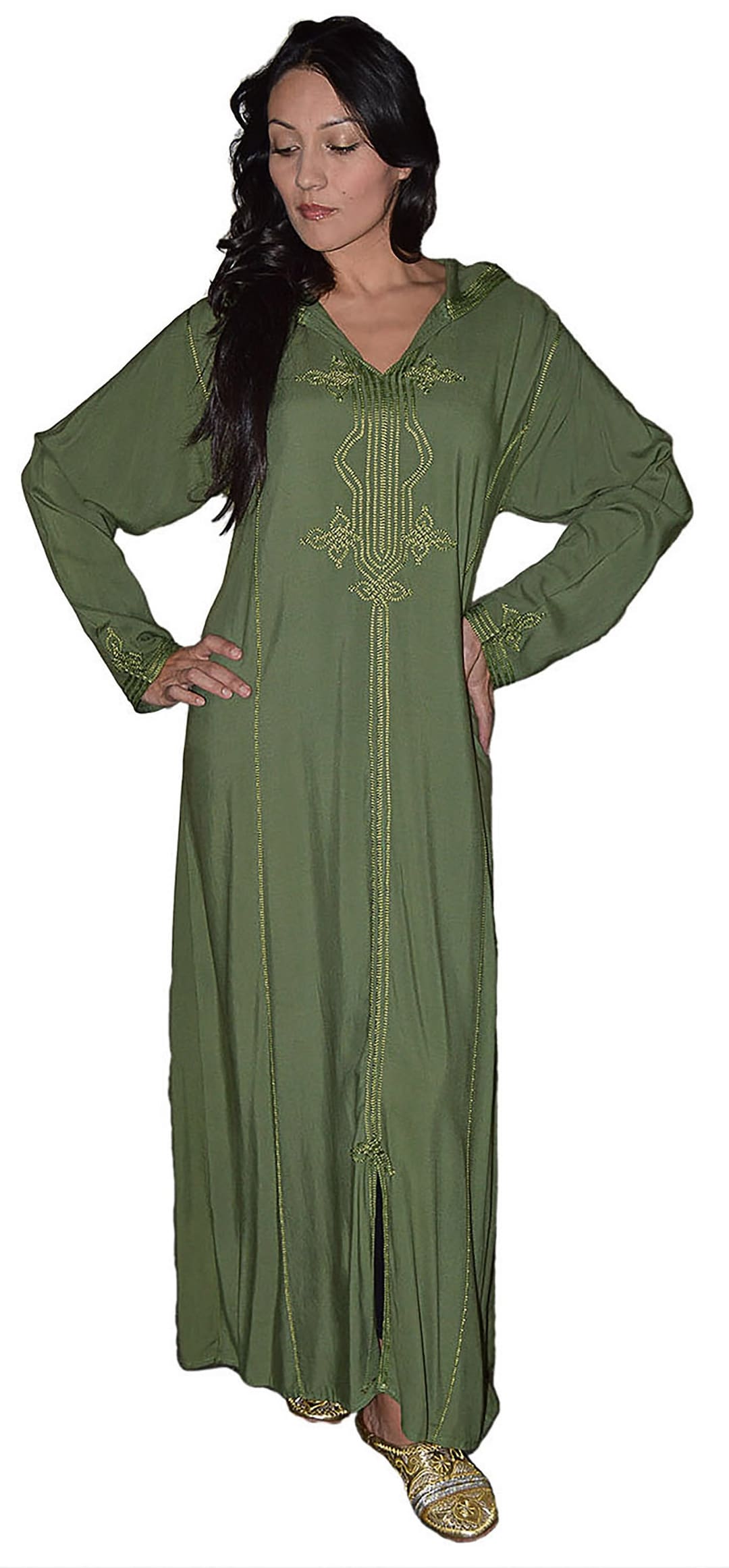 Moroccan Caftans Women Hand Made Breathable Hooded Caftan Fits Small to ...