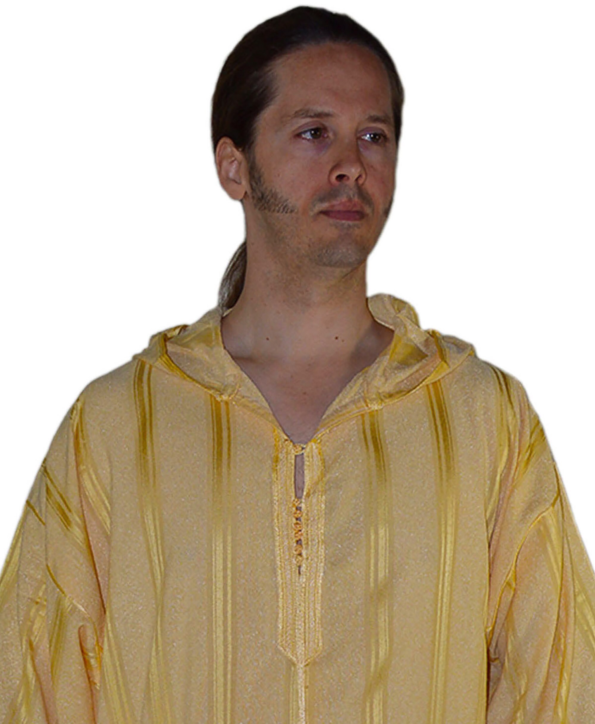 Moroccan Men Djellaba Handmade Hooded Caftan Gold With Matching ...