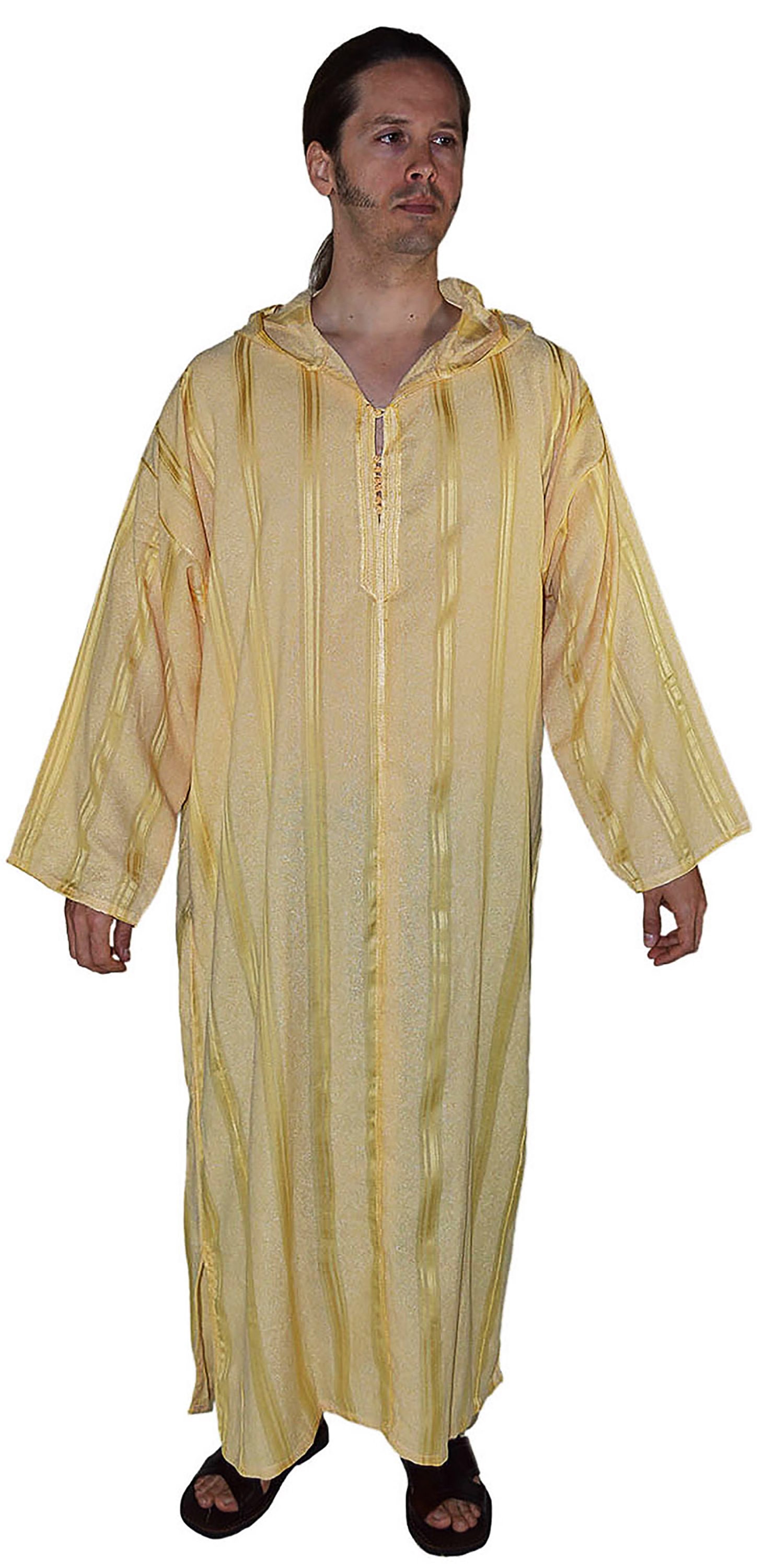 Moroccan Men Djellaba Handmade Hooded Caftan Gold With Matching ...