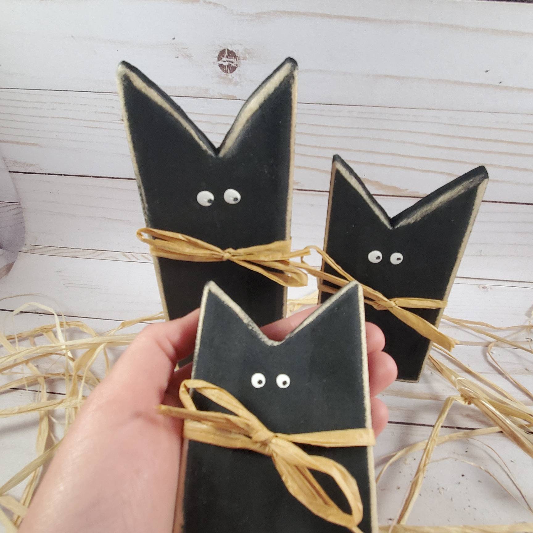 Block Cats Halloween Wooden Decor | Etsy