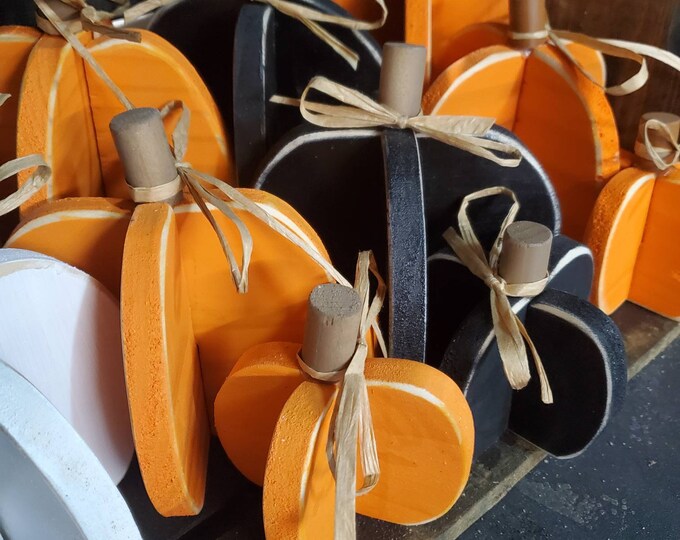 Wooden Pumpkins, Handmade Fall Self Standing Pumpkin Trio, Set of 3 - Etsy