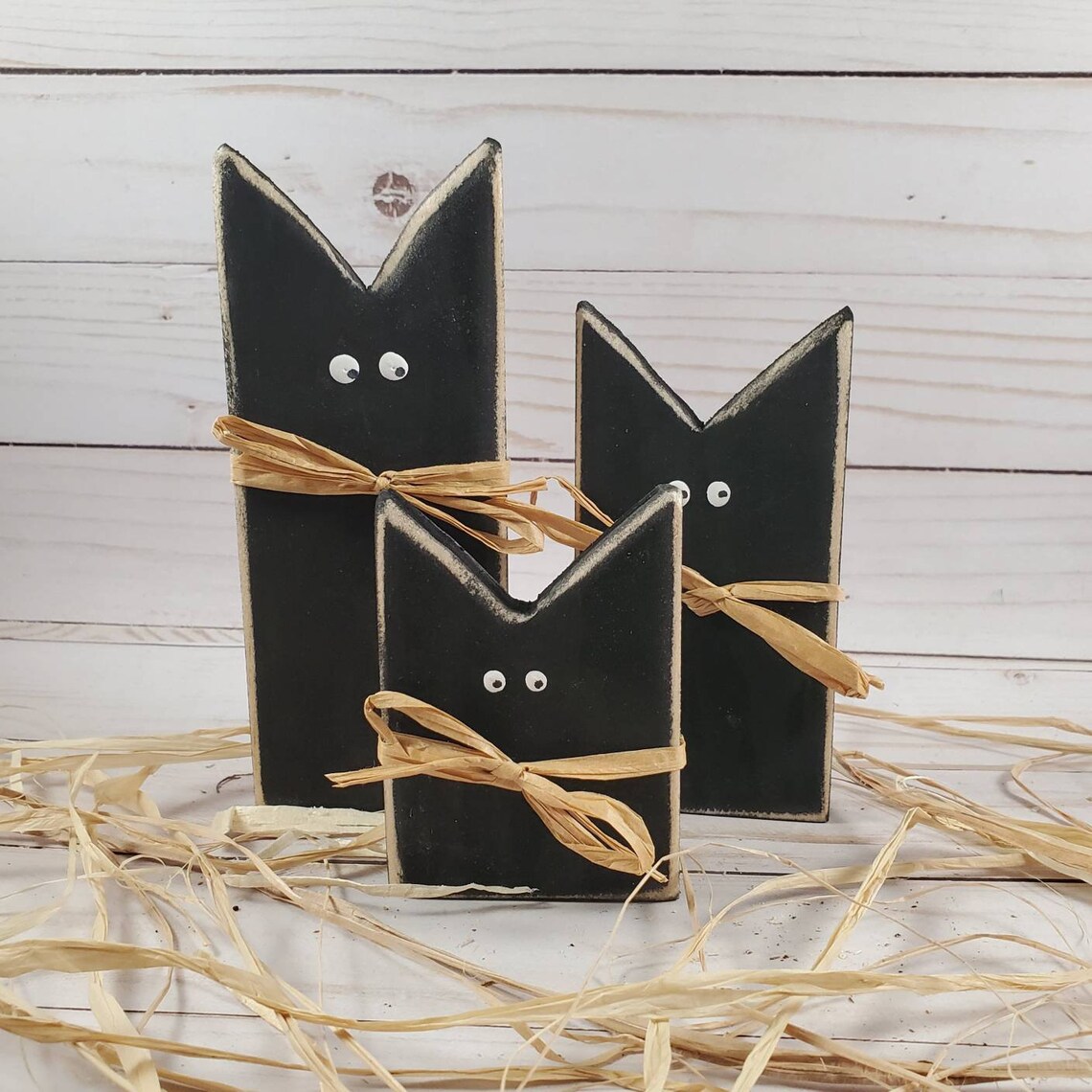 Block Cats Halloween Wooden Decor | Etsy