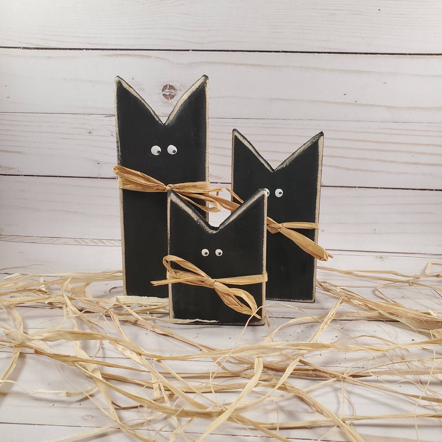 Block Cats Halloween Wooden Decor | Etsy