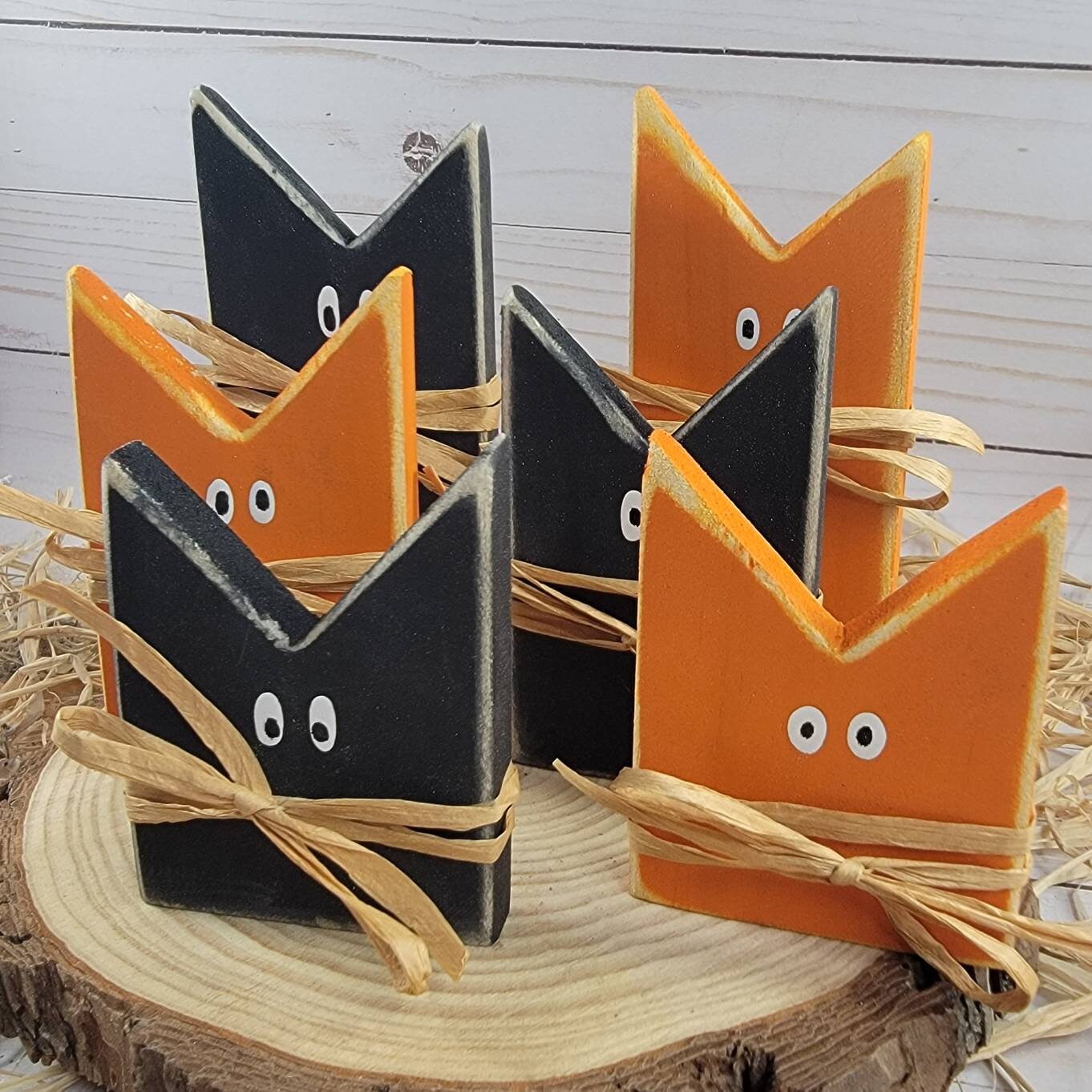 Block Cats Halloween Wooden Decor - Etsy