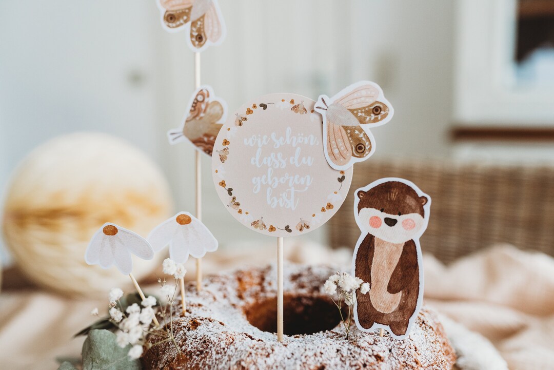 Ersten Geburtstag Caketopper Otter Motte Babyparty Tortenstecker 1 ...