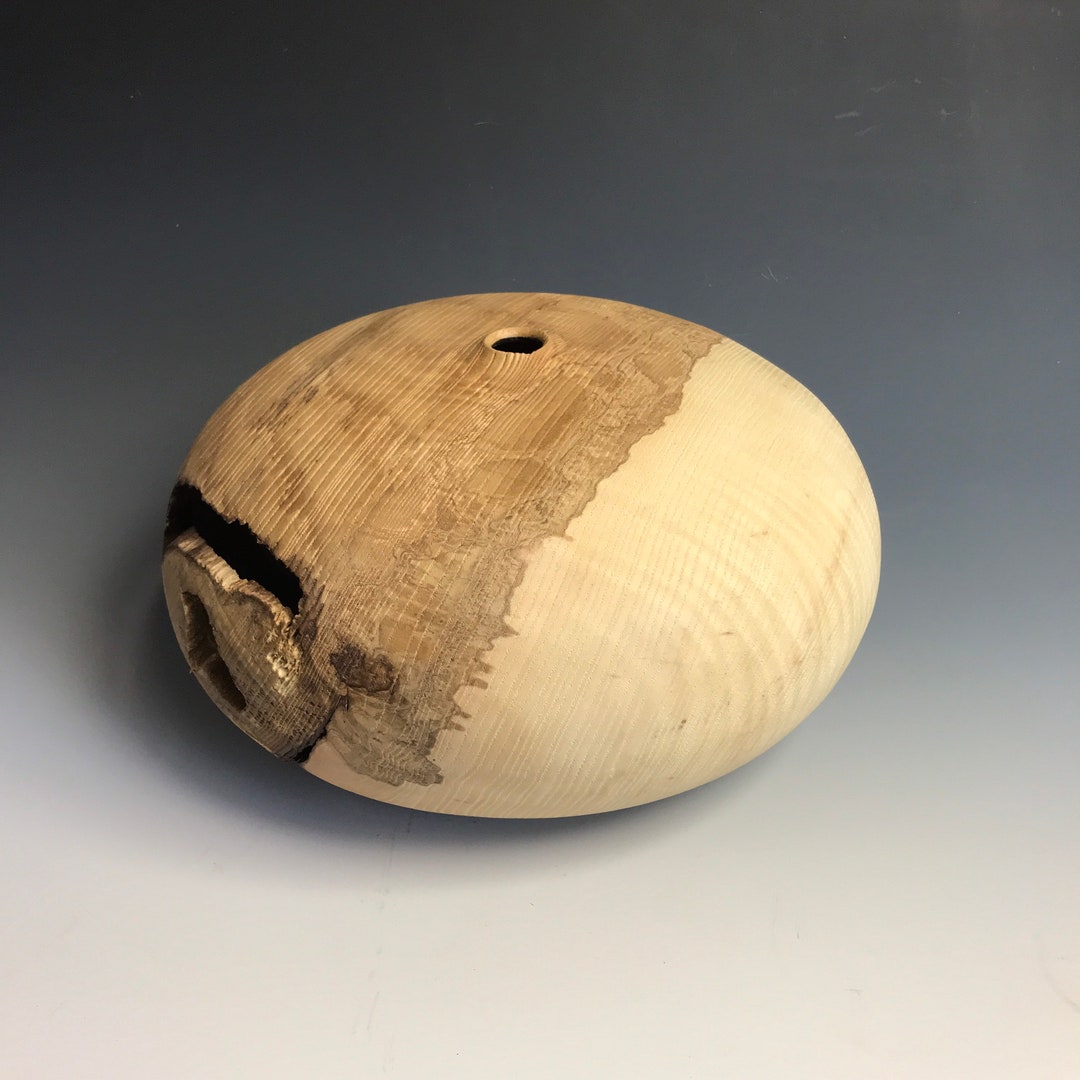 Decorative Wooden Vase - Hollow Shape in Sandblasted Ash and Natural ...