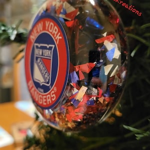 New York Rangers Confetti - 80mm Disc Glass Ornament - Etsy