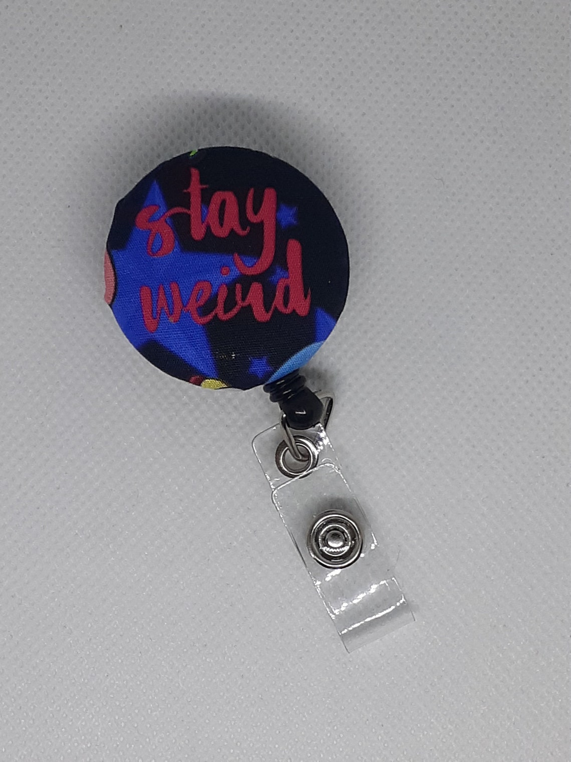 Handmade Stay Weird Badge Reel - Etsy UK