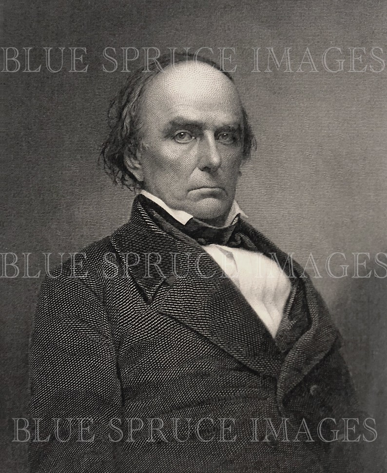 Vtg. Engraving Daniel Webster Portrait, DIGITAL DOWNLOAD, Early 1900's ...