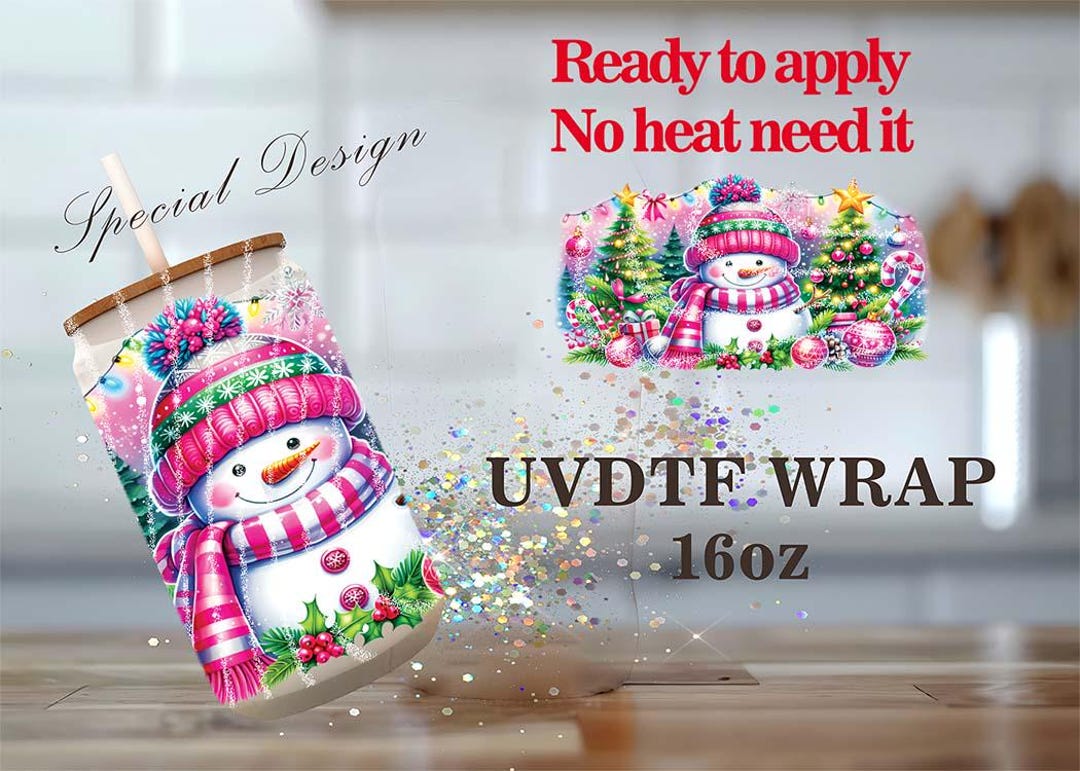 Christmas Snowman UV DTF Sticker Wrap, 16oz Libby Cup - Etsy